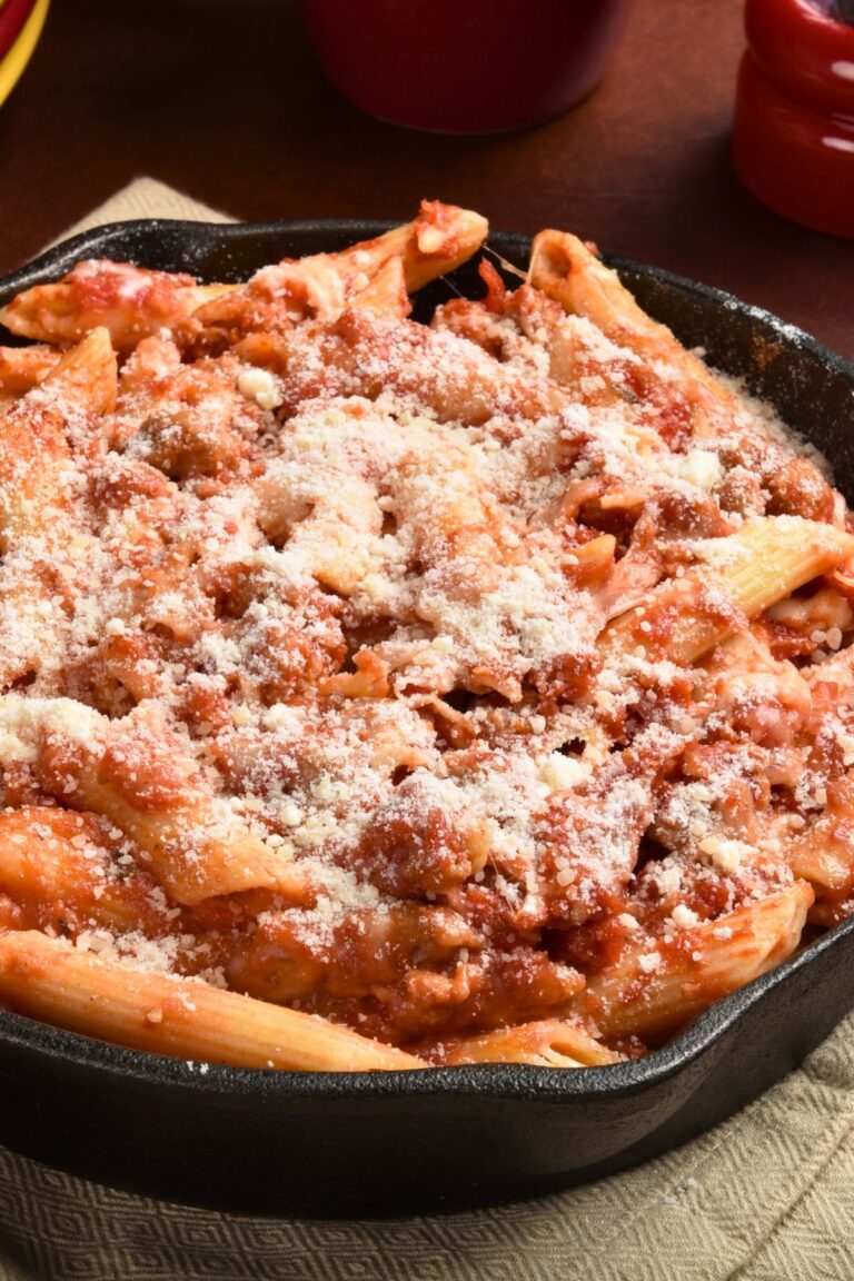 Mozzarella-Lover’s Mostaccioli Skillet with Ground Beef - Nesting Lane ...
